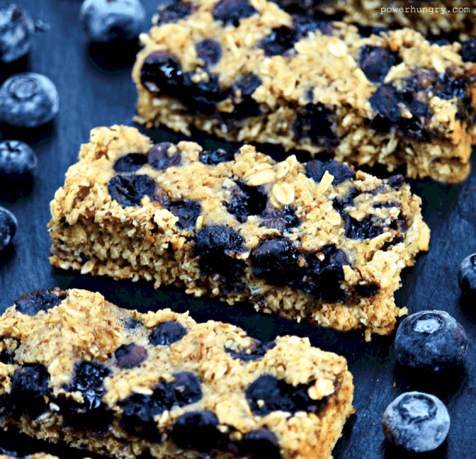 Vegan Blueberry Muffin Bars (oil-free, GF) | powerhungry®